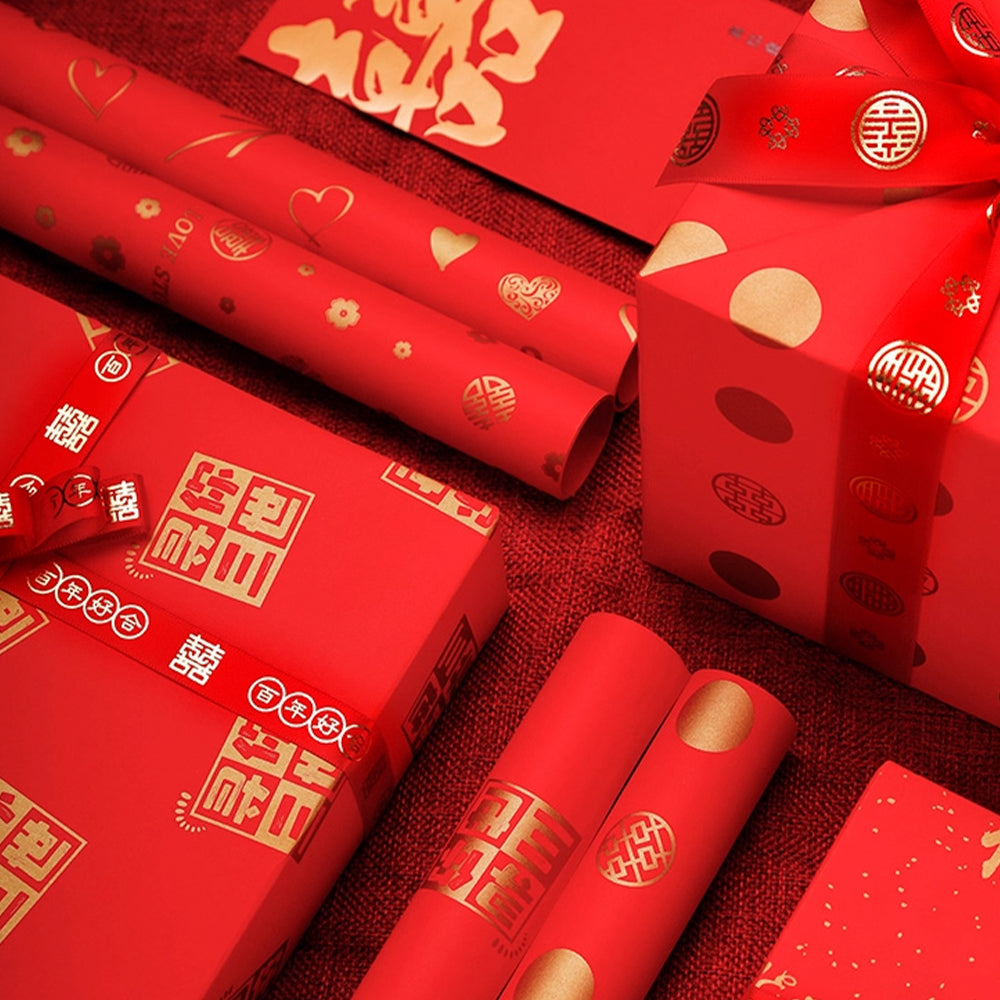 Gift Wrapping Paper Roll 5 Sheets - Cupid Arrows on Red — PaperMarket