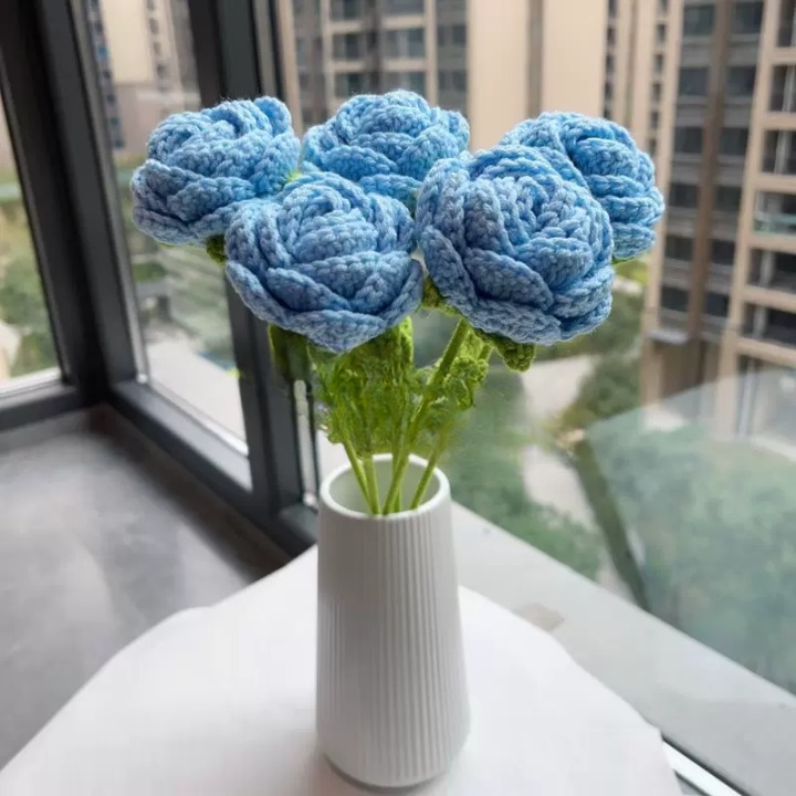 Crochet Flower - Blue Rose — PaperMarket