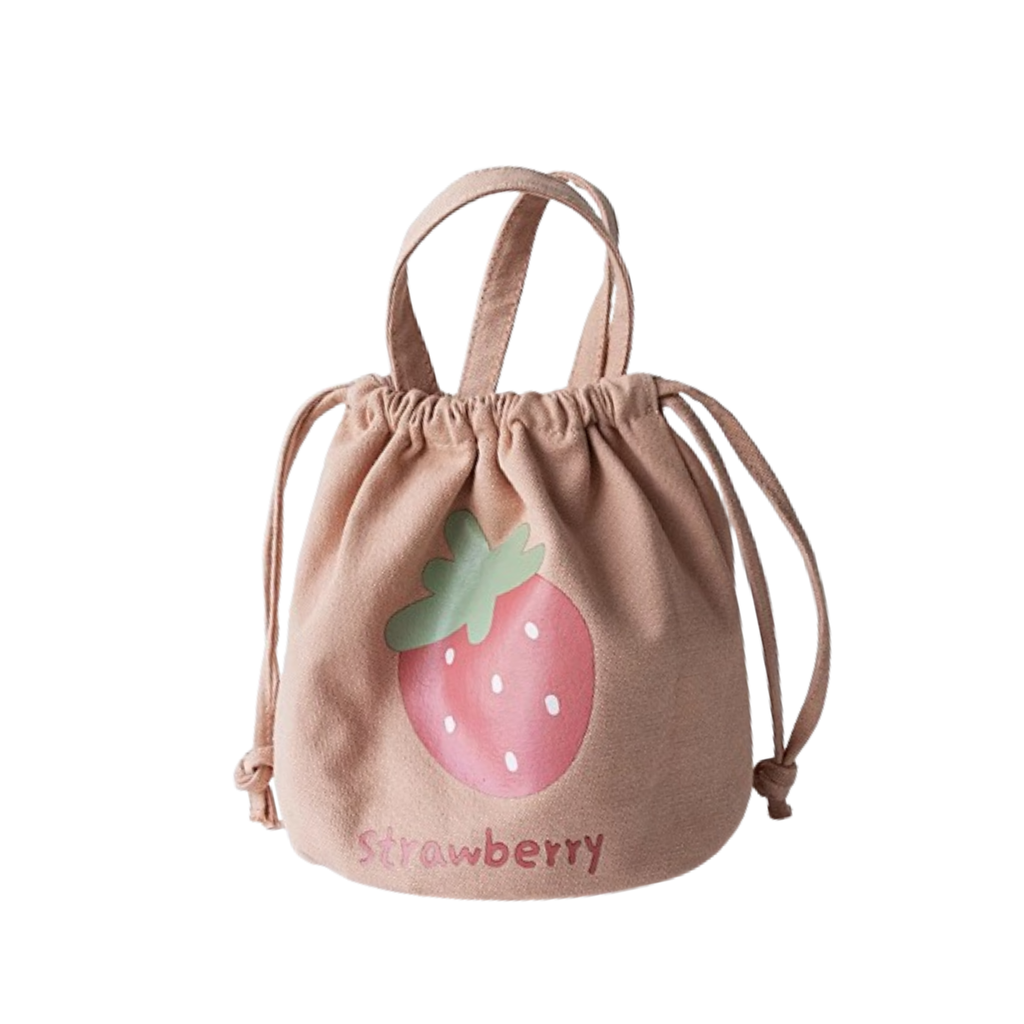 Drawstring Bag - Pink Strawberry — PaperMarket