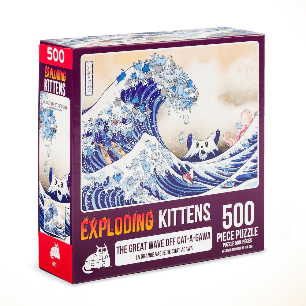 Exploding Kittens 500 Piece Puzzle - The Great Wave Off Cat-A-Gawa ...