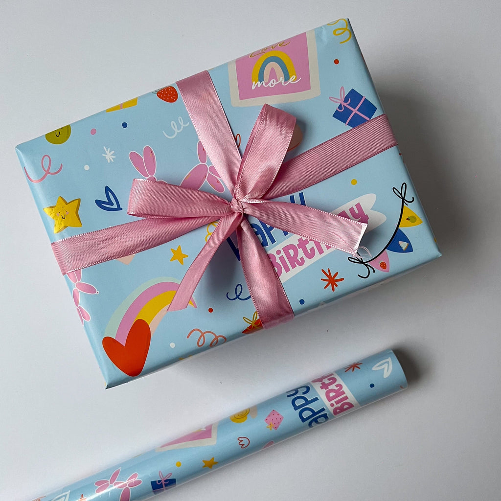 Gift Wrapping Paper Roll 3 Sheets - Birthday Balloons — PaperMarket