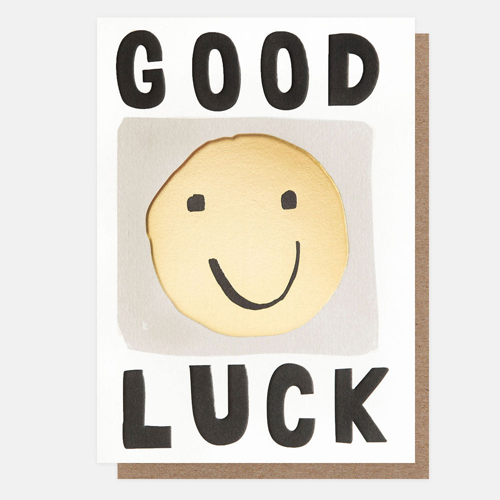 Greeting Card - Good Luck Yellow Smiley Face — PaperMarket