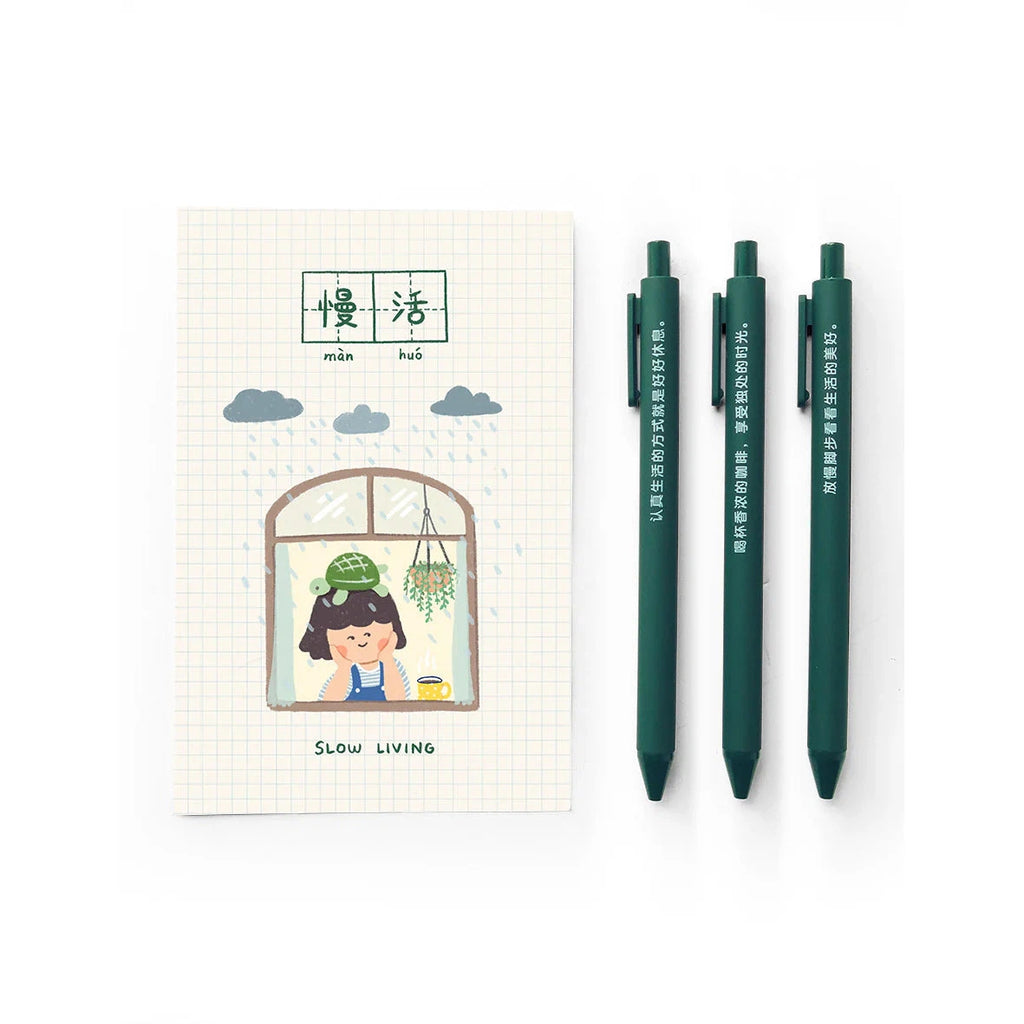 Slow Living Pens & Postcard Set — PaperMarket